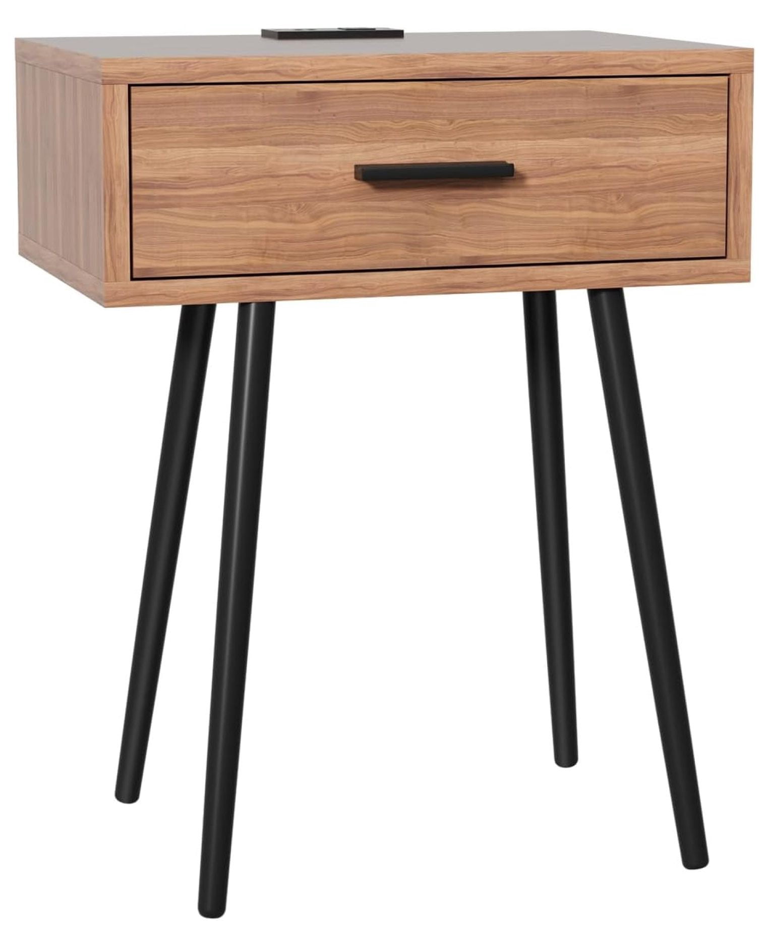 Nightstand with Charging Port and Wooden Drawers - Perfect for Small ...