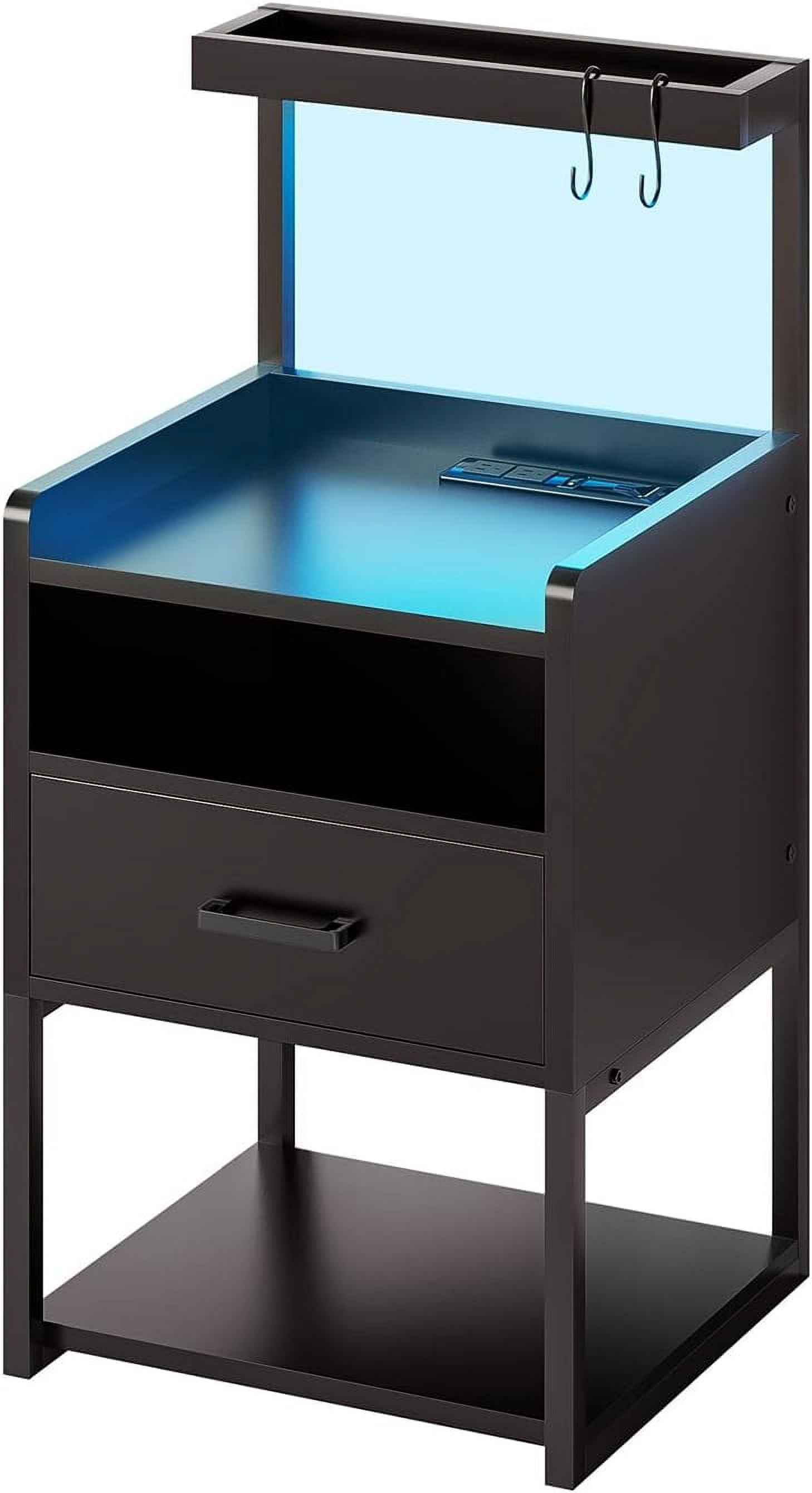 Nightstand with Charging Station, Nightstand with Drawer and USB Ports ...