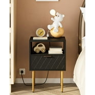 Walmart 2-Drawer Nightstand with LED & USB Charging Station, Black ...