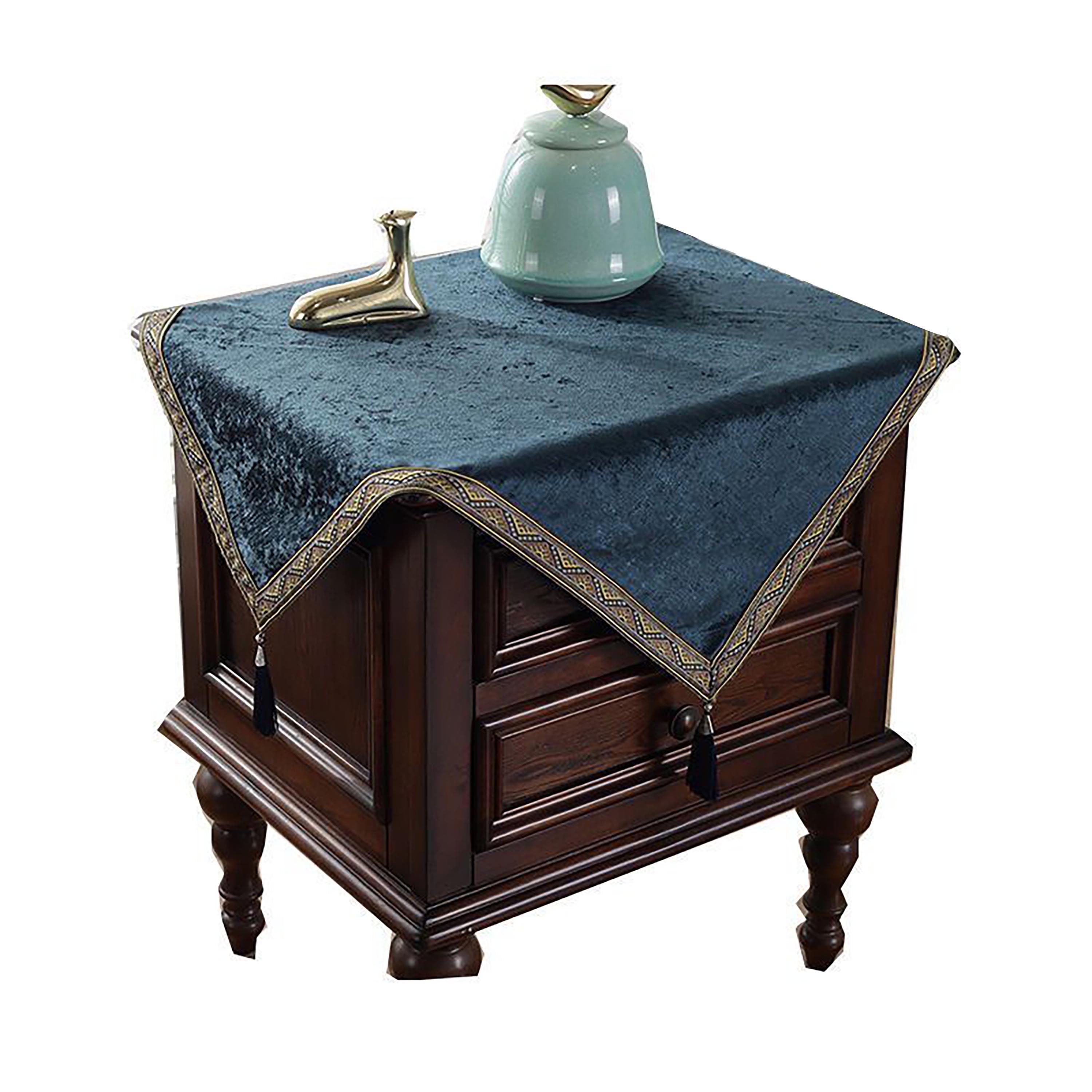 Nightstand Cover Square,Chenille Dustproof Tablecloth With Tassel ...