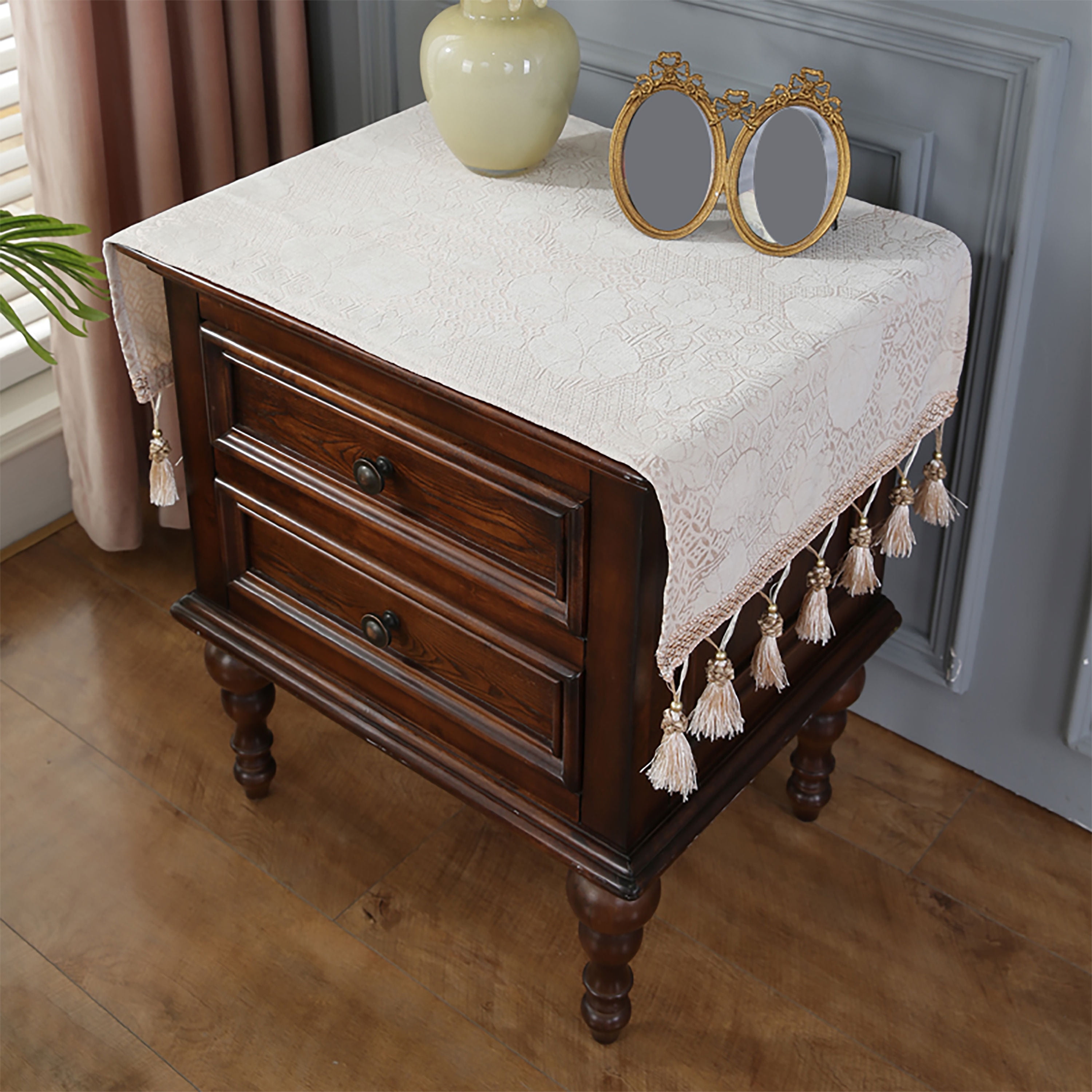 Nightstand Cover With Hang Beads,New Chinese Bed Cabinet Tablecloth ...