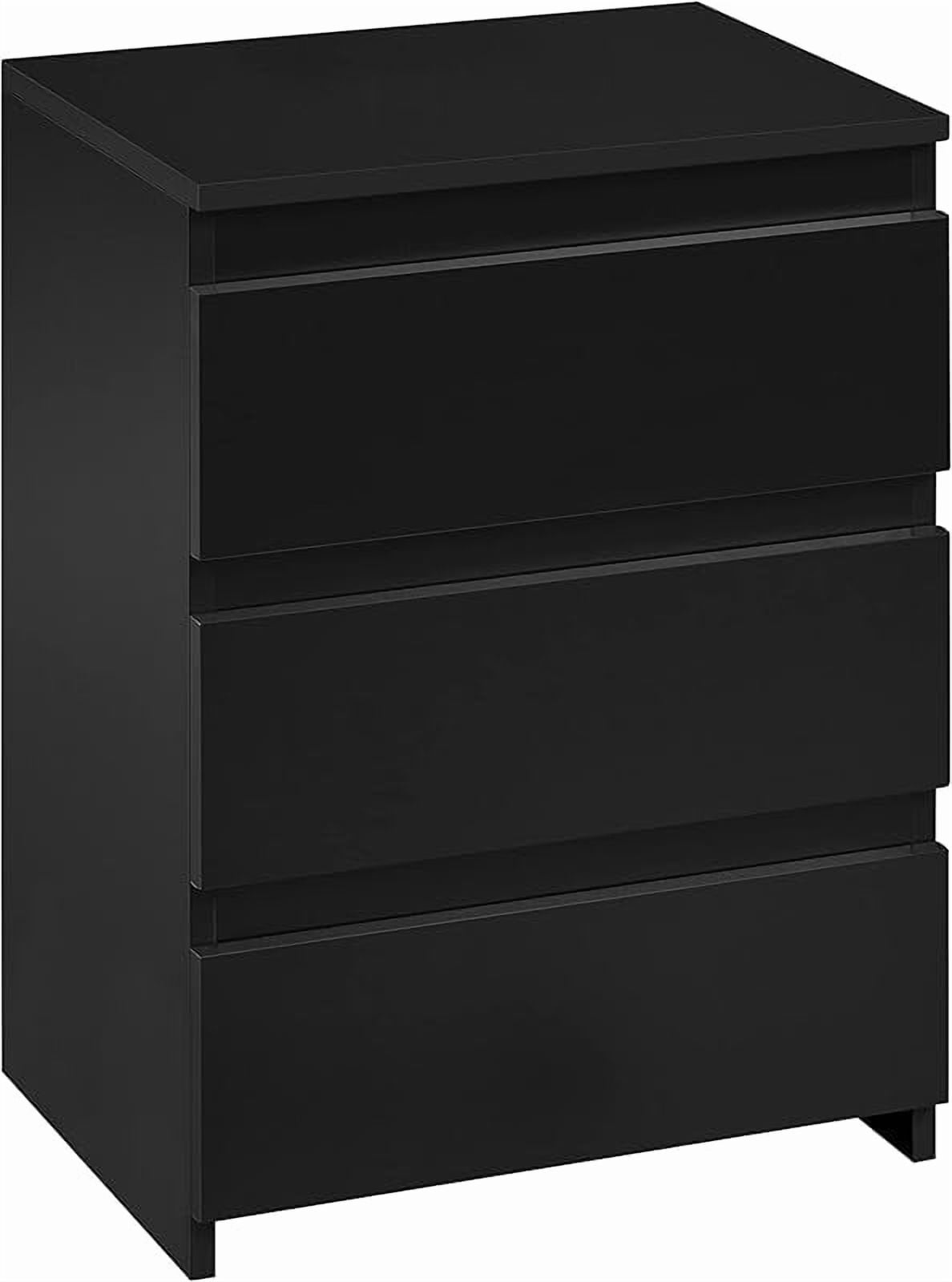 Nightstand with Drawer, 3 Drawers Bedside Table with Sturdy Base, Wood ...