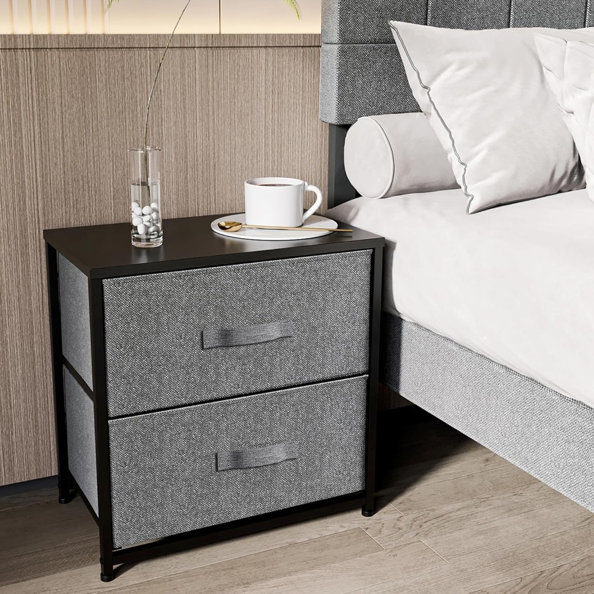 Nightstand,Hengu Night Stand with 2 Drawers,Small Dresser End Table ...