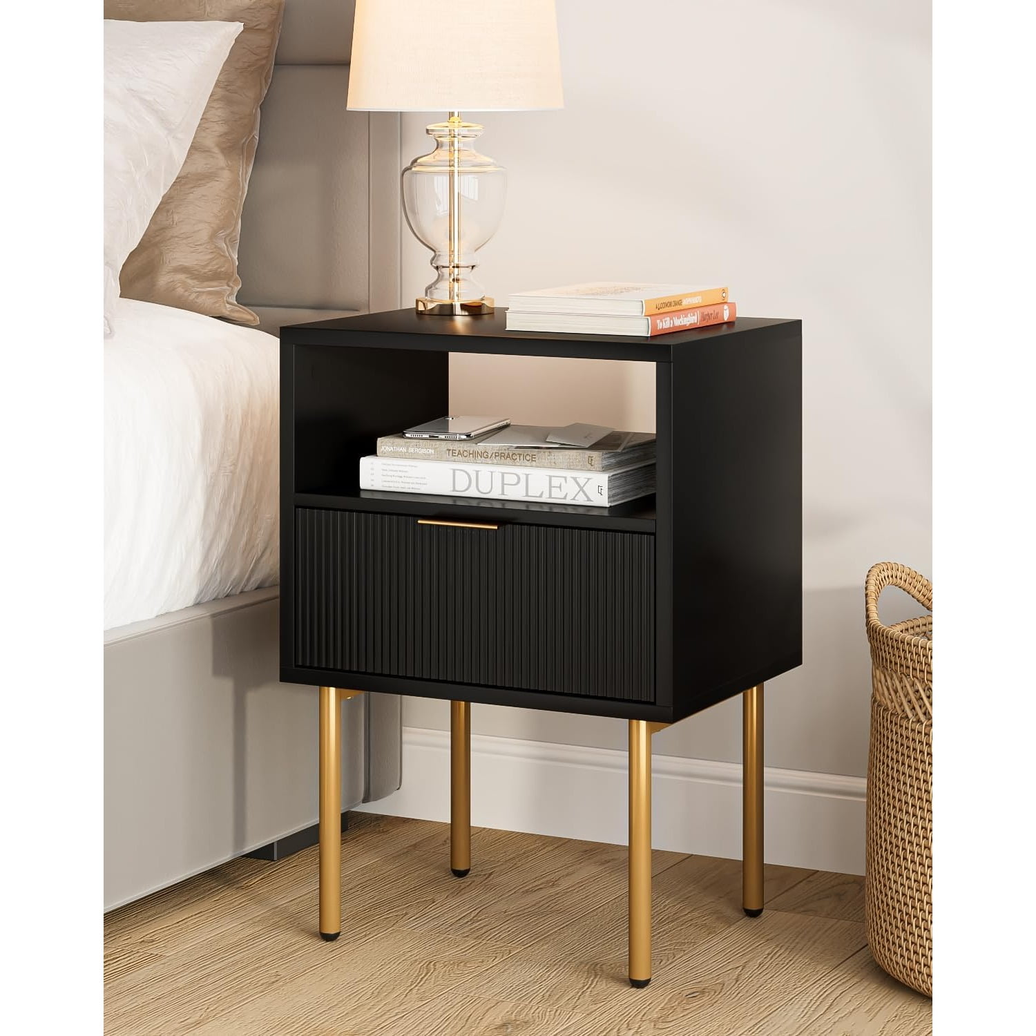 Nightstand,Mid-Century Modern Bedside Table with Storage Drawer and ...
