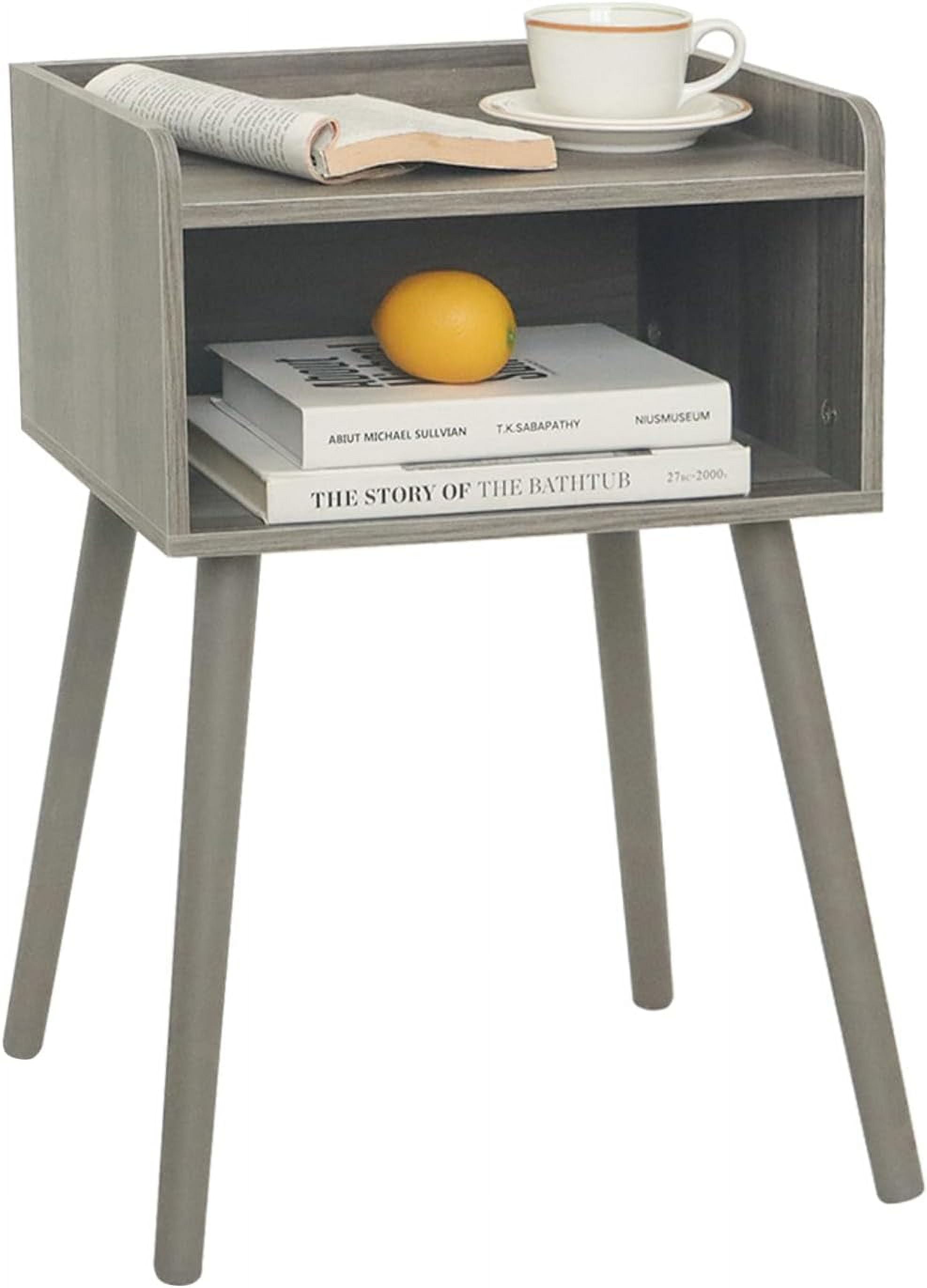 Nightstand, Mid Century Modern Side Table Bedroom with Storage, Small ...