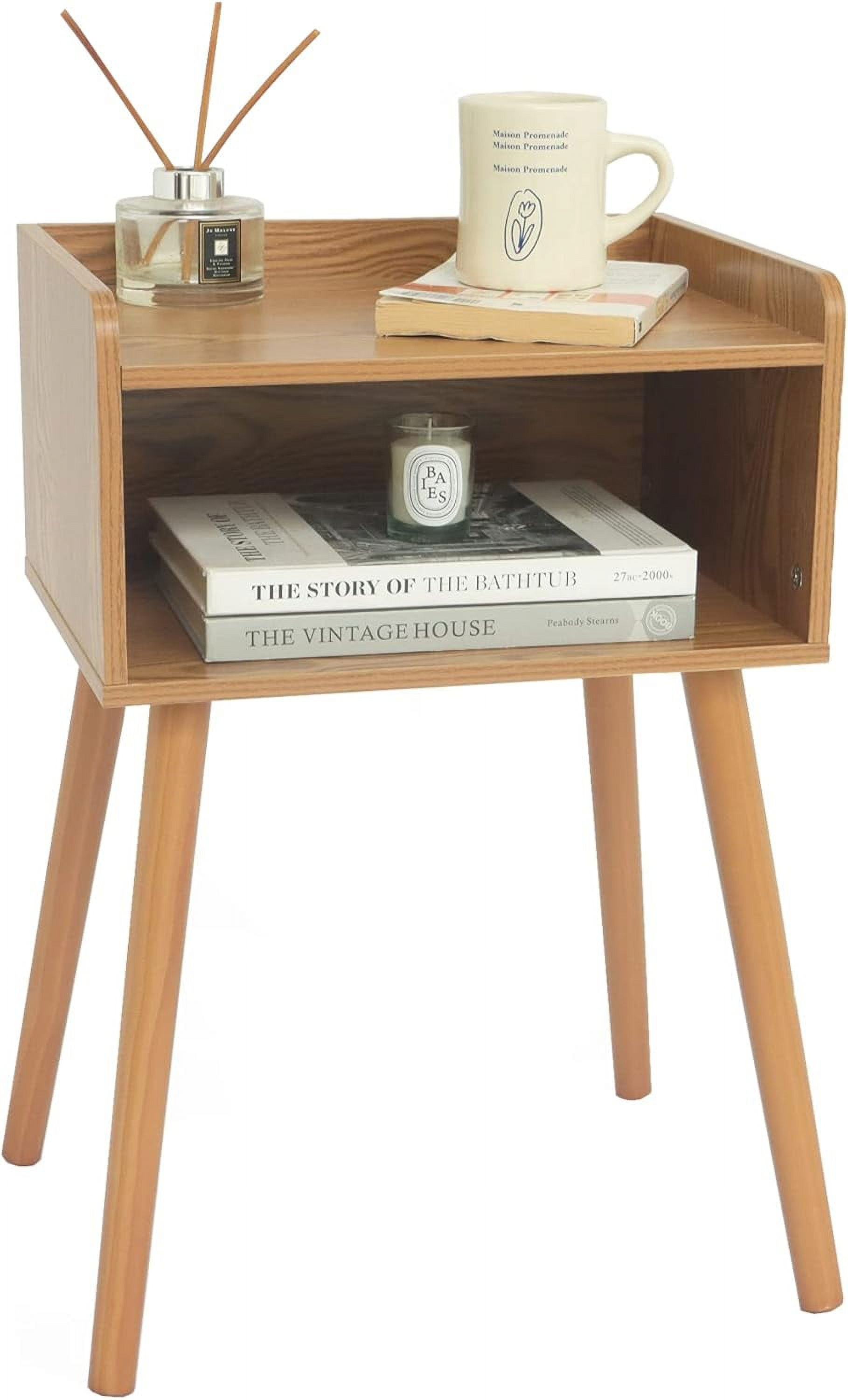 Nightstand, Mid Century Modern Side Table Bedroom with Storage, Small ...