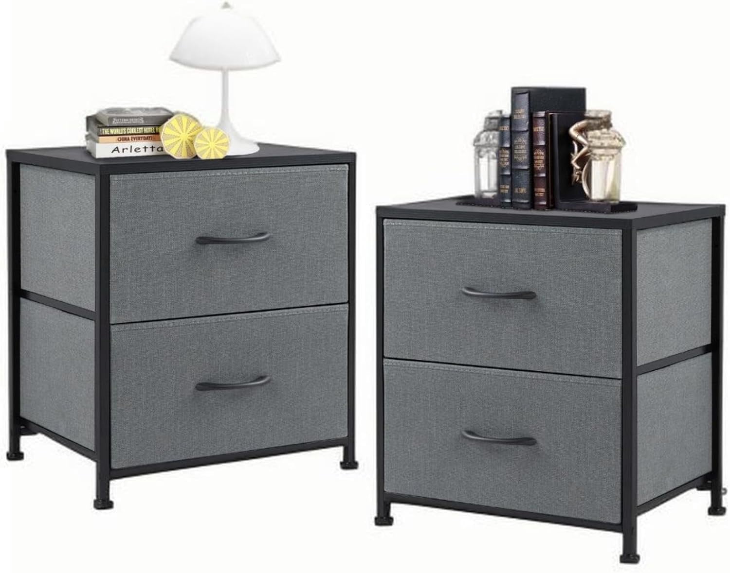 Nightstand Set of 2, 2 Drawer Dresser for Bedroom, 20" Small Dresser ...