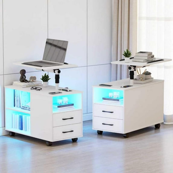 Nightstand Set of 2 with Wireless Charging Station and Auto Senor,RGB ...