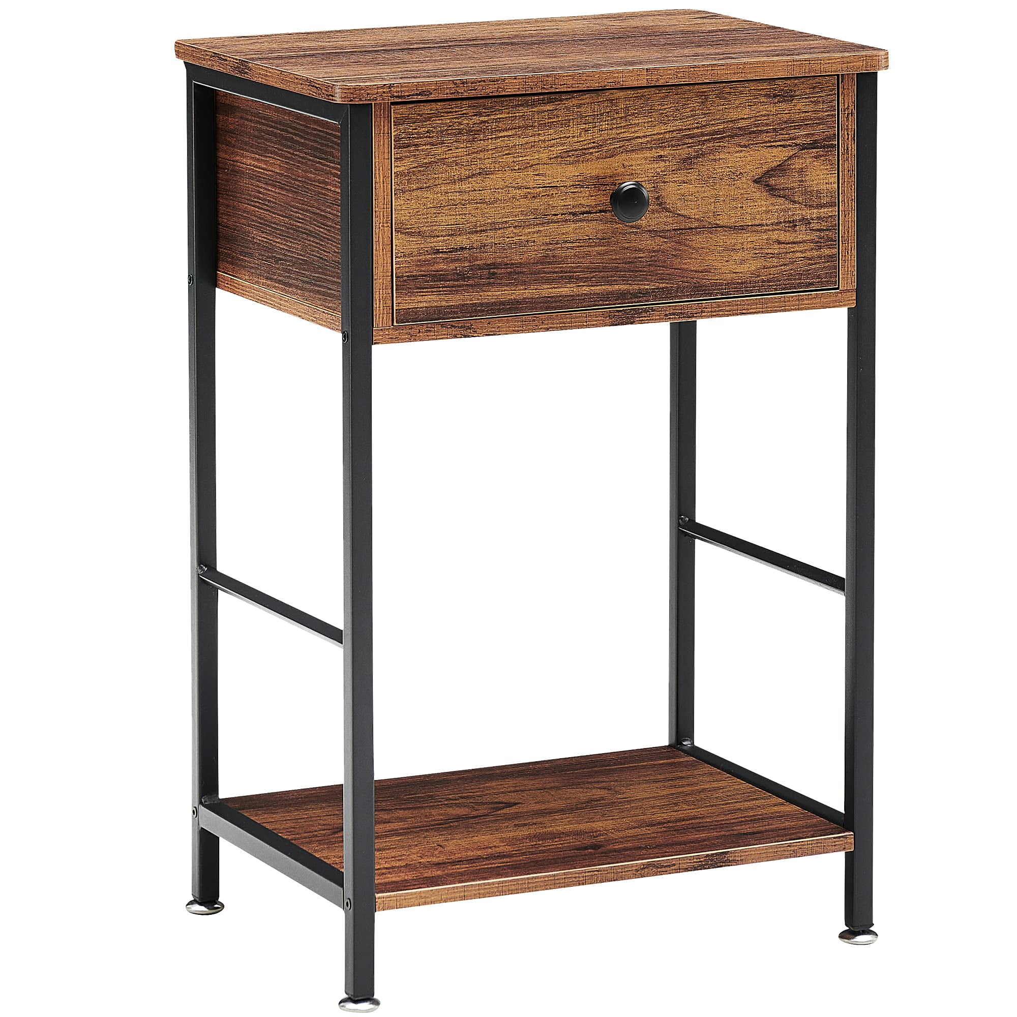 Nightstand with Storage Drawer and Open Wood Shelf, Nightstand for ...