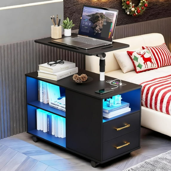 Nightstand with Wireless Charging Station and Auto Senor,RGB Bedside ...