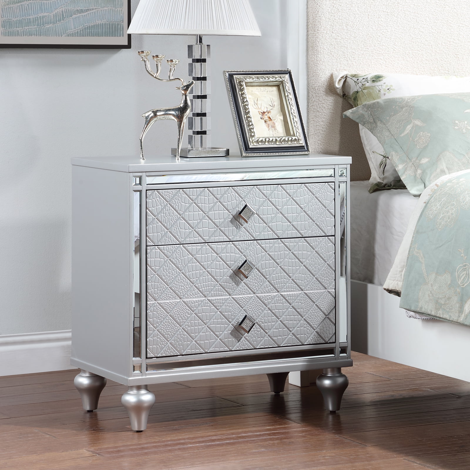 Nightstand With 3 Drawers, Modern Multifunctional Bedside Table With ...