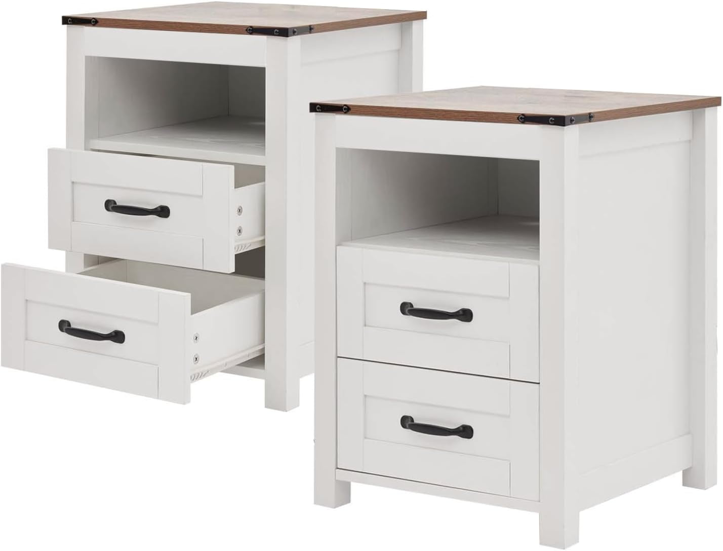 Nightstand Without Charging Station, Sturdy Bedside Table with Storage ...
