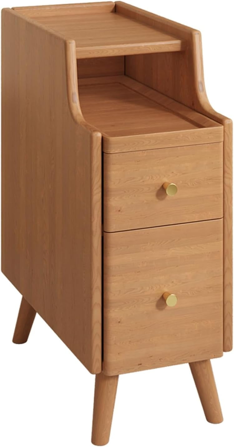 Nightstand Wooden Narrow Side Table, Modern End Table with Pull-Out ...