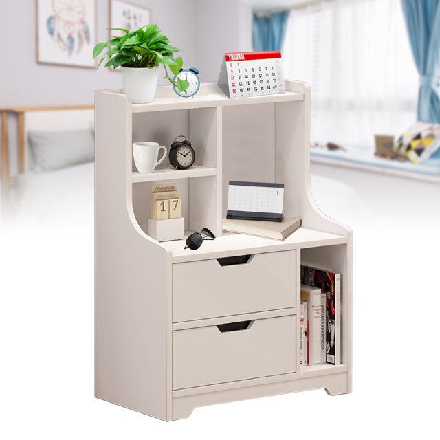Nightstand with 2 Drawers and Open Storage, Bedside Table, End Table ...