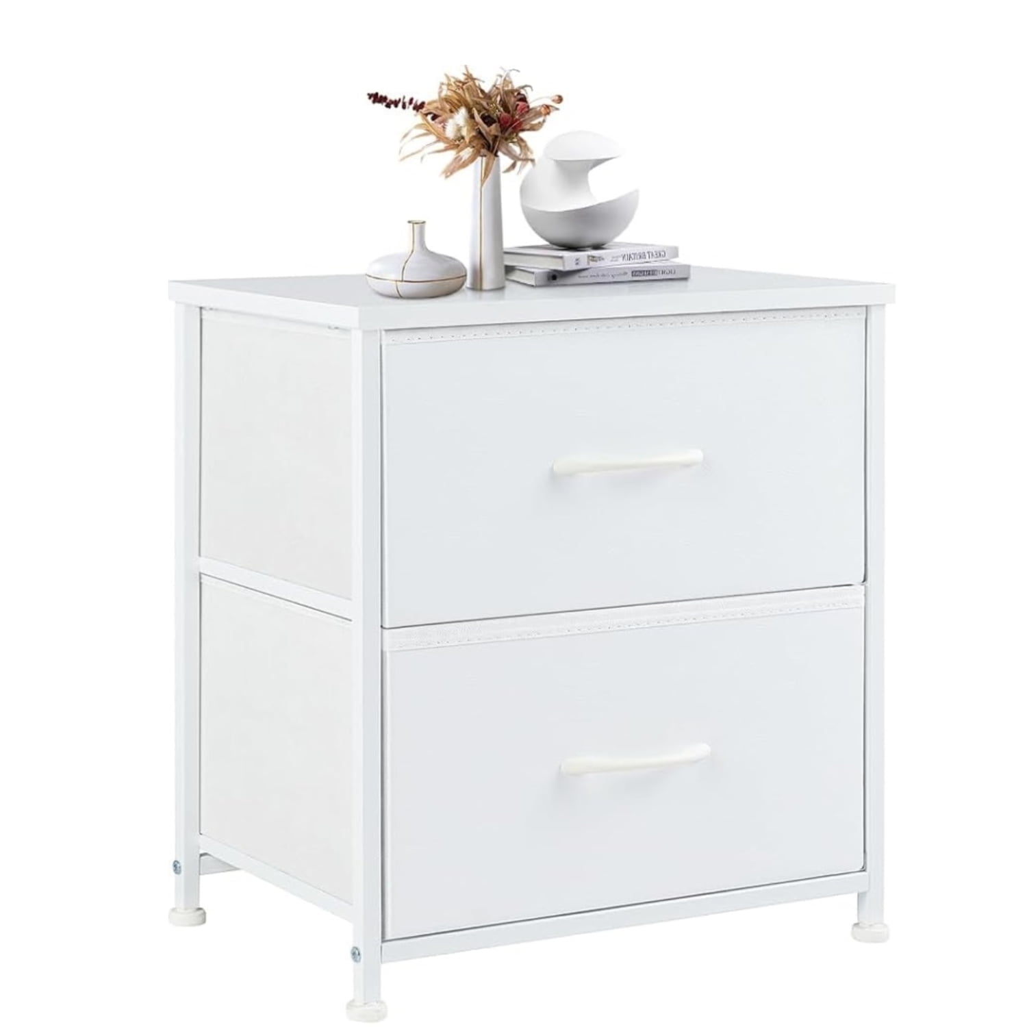 Nightstand with 2 Fabric Drawers, Small Dresser End Table for Bedroom ...