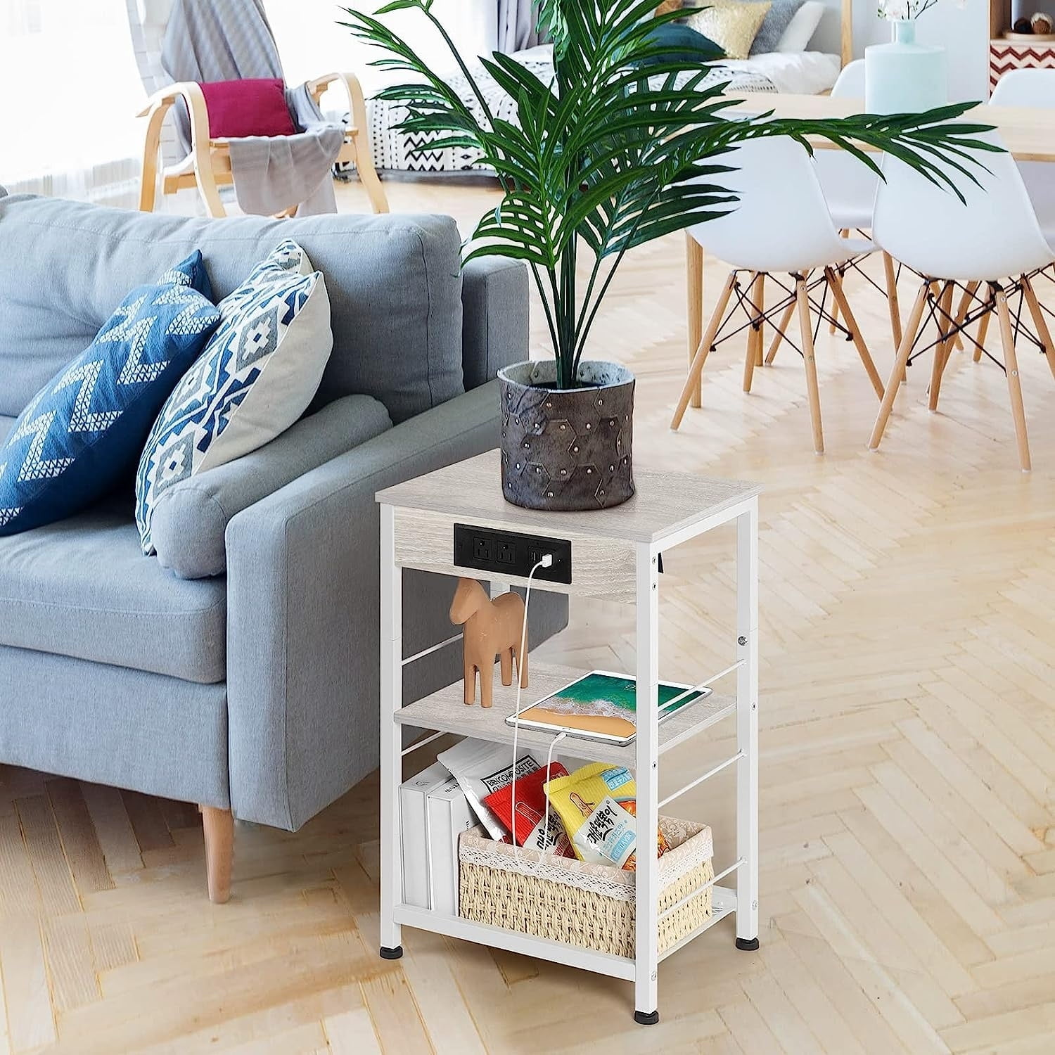 Nightstand with Charging Station White - Walmart.com