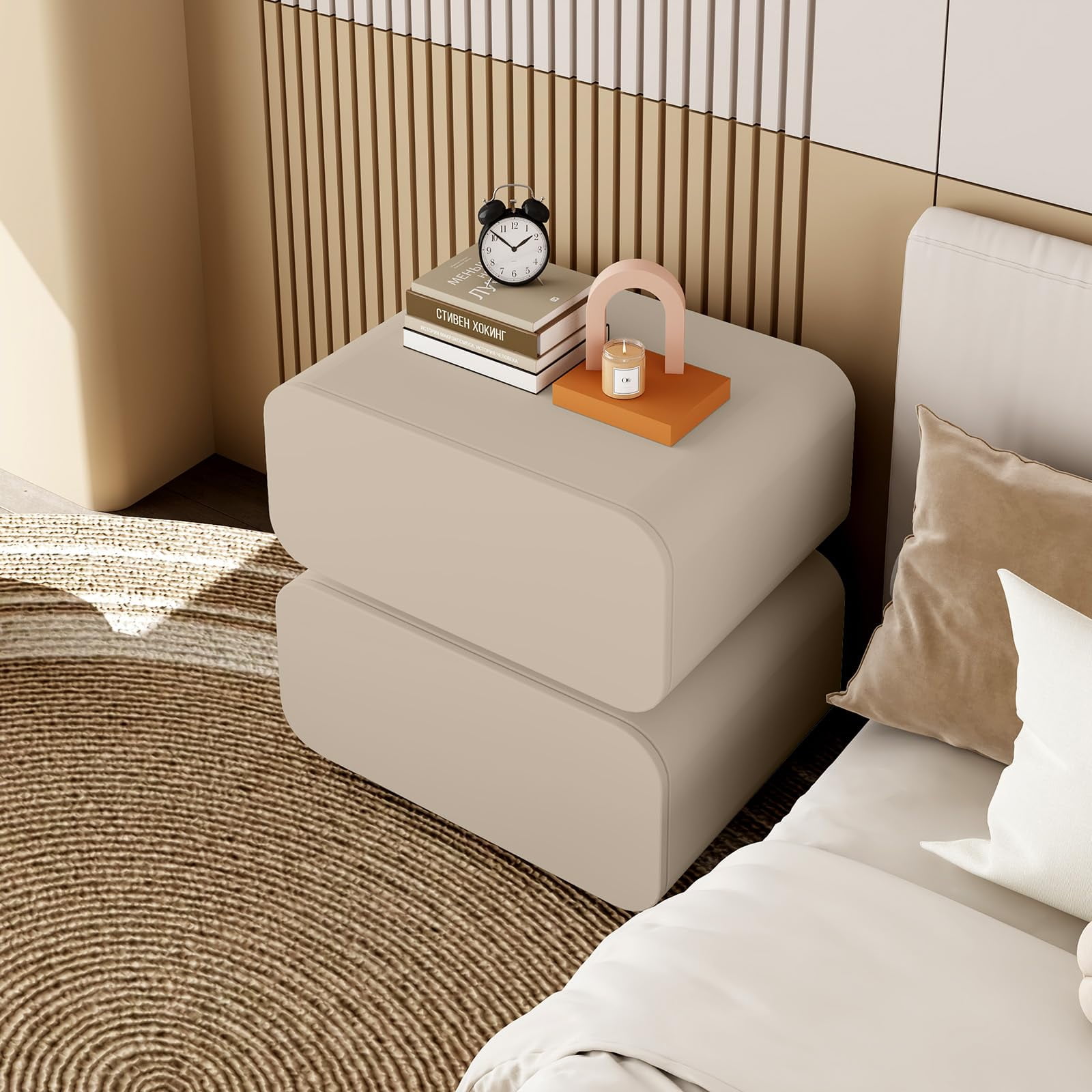 Nightstand with Drawers, Modern Bedside Table with 2 Storage Drawers ...