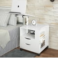 Nightstand with Drawers and Wheels, Nightstand Side Table Adjustable ...