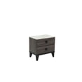 Nightstand with Faux Marble Top - Dark Gray Oak - Bedroom Side Table ...
