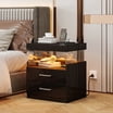 Sonegra Nightstand Set of 2, LED End Table with 2 Storage Drawers, Sofa ...