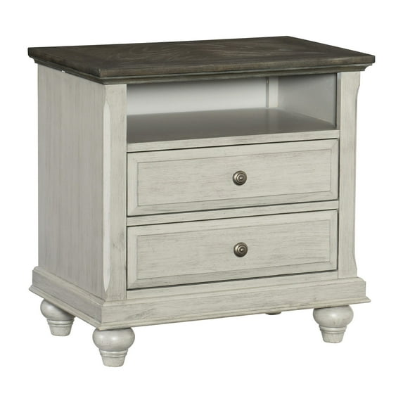 Nightstand with Light Gray and Dark Brown Finish | Works in Bedroom ...