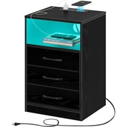 Walmart 2-Drawer Nightstand with LED & USB Charging Station, Black ...