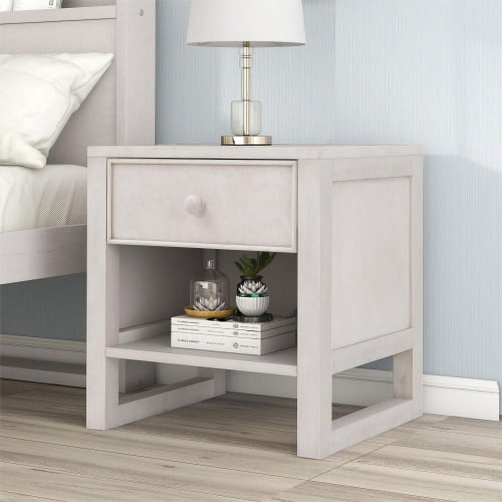Nightstands with a Drawer and an Open Cabinet Storage, Wooden Night ...