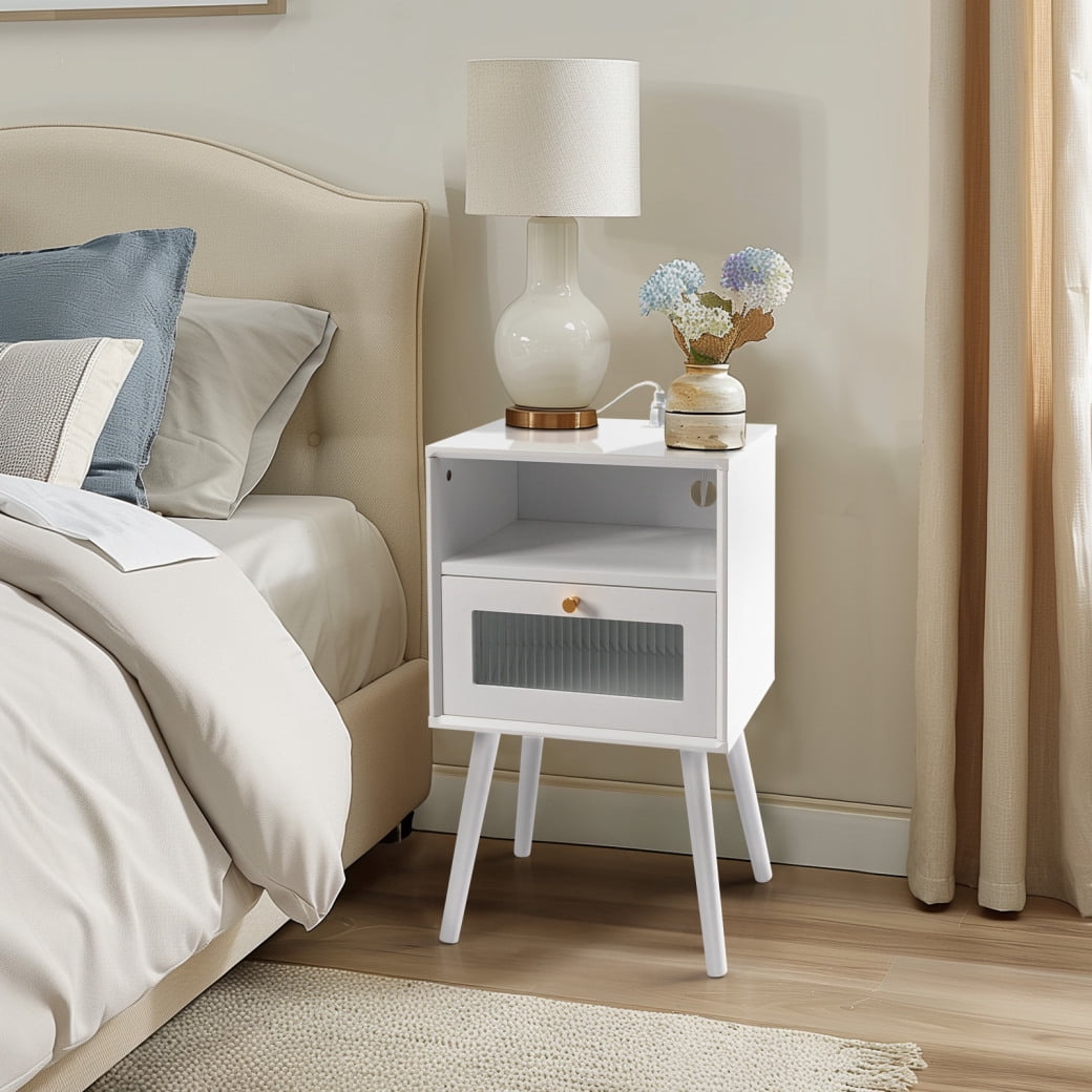 Nightstands, Mid Century Modern Nightstand with USB and Charging ...
