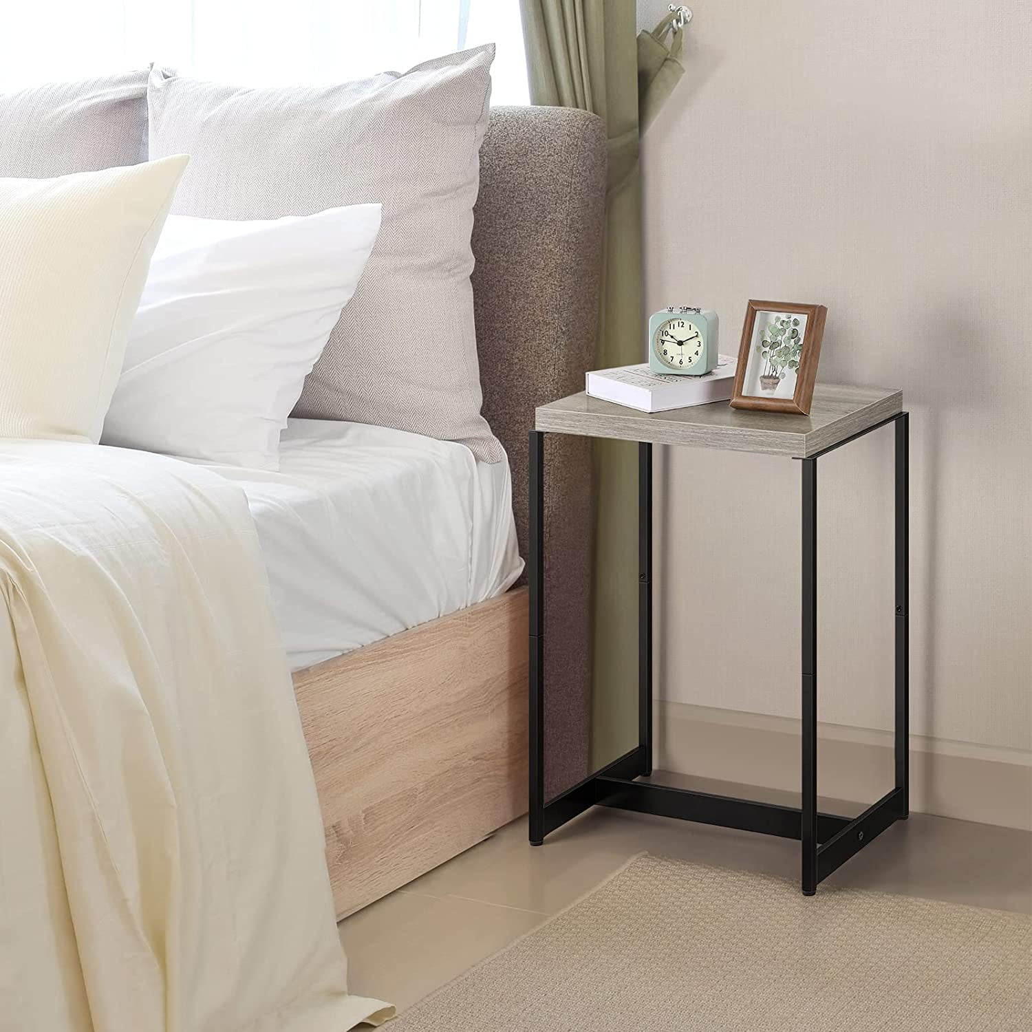 Narrow Side Table End Table with Shelf for Living Room, Bedroom, Sofa ...
