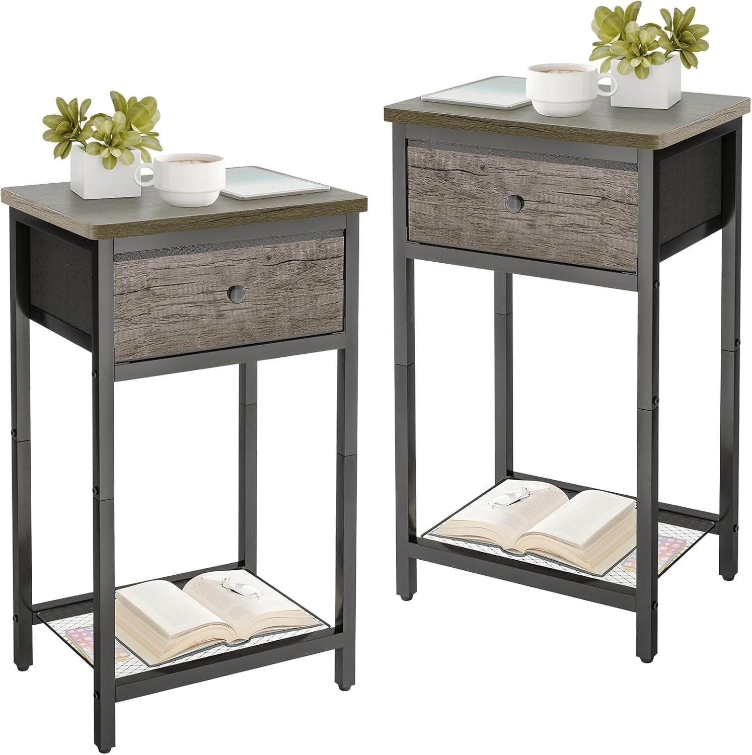 Nightstands Set of 2, End Side Table with Drawer, Bedside Table with ...