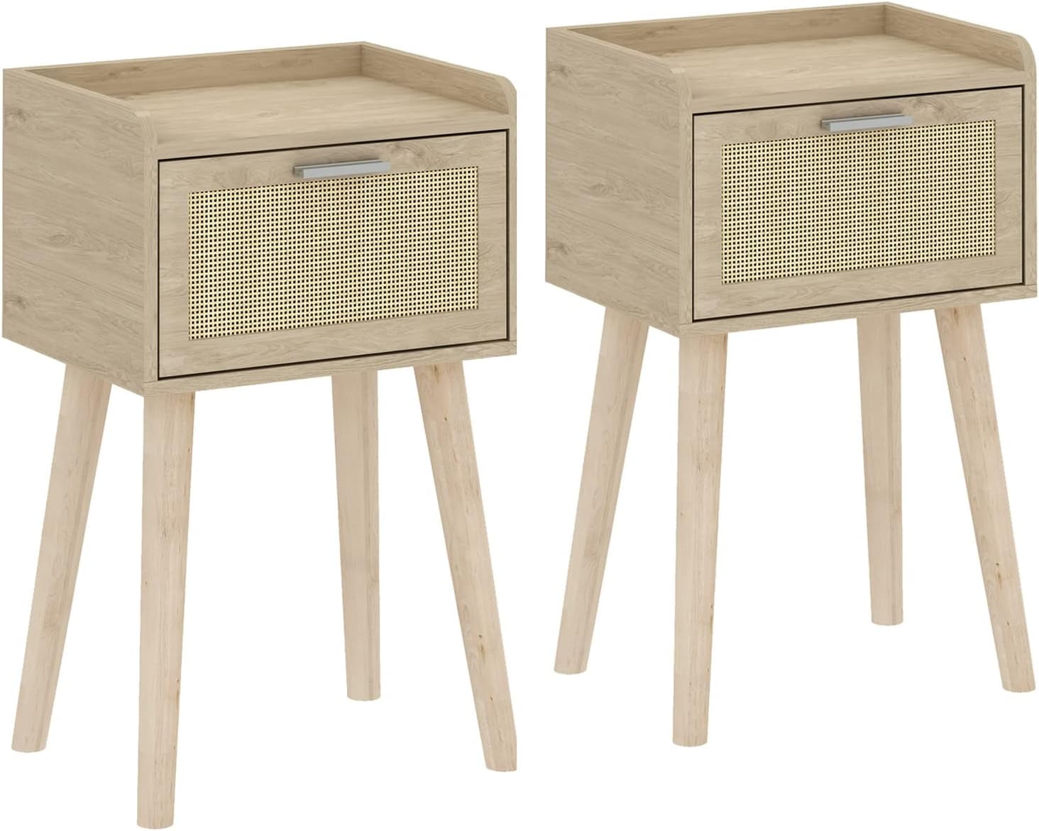 Nightstands Set of 2, Small Side Table, Bedside Table with Fluted Door ...