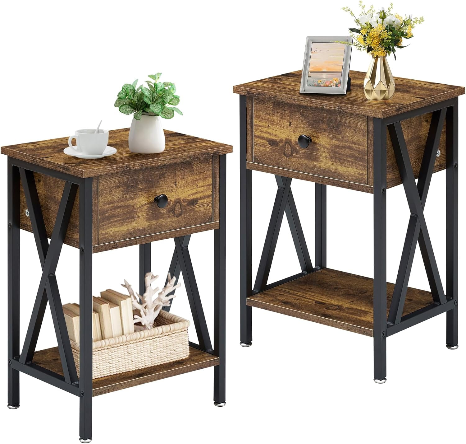Nightstands Set of 2, Modern Bedside End Tables, Night Stands with ...