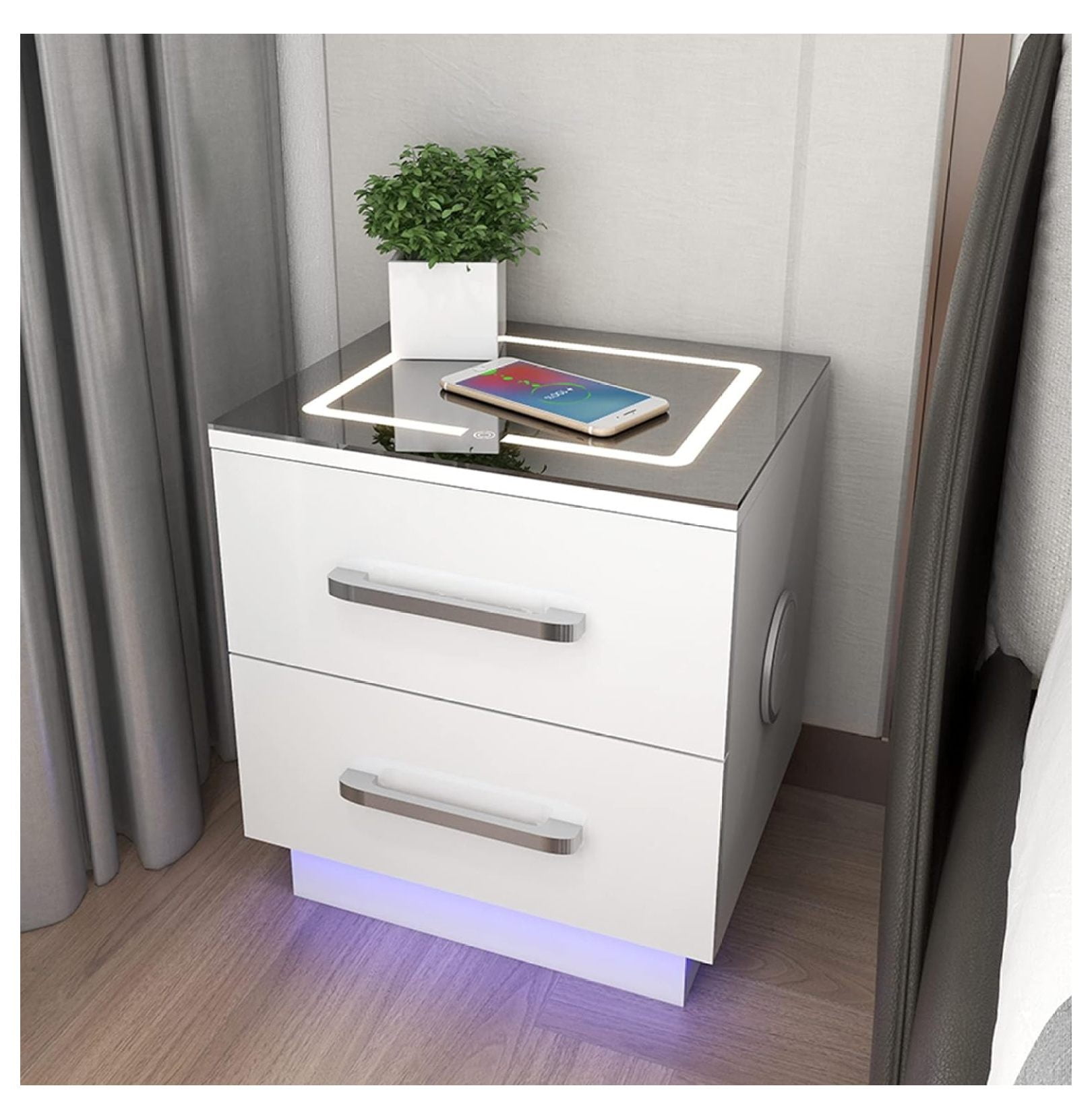 Nightstands, Smart Storage Cabinet with Wireless Charging Station & USB ...