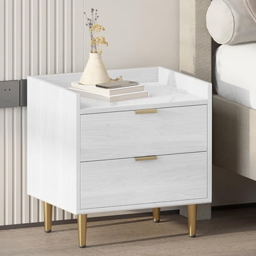 Benjara Wooden Nightstand with Metal Block Legs and Open Shelf, Brown ...