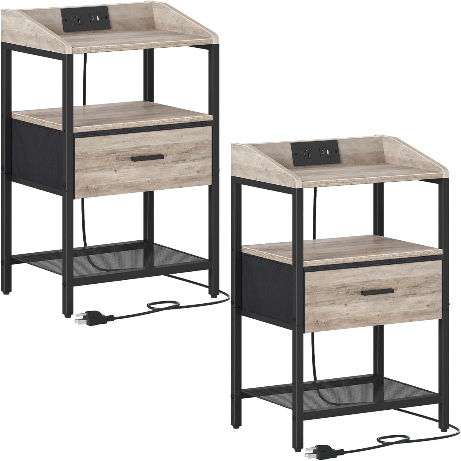 Nightstands with Charging Station 4-Tier End Storage Drawers and ...