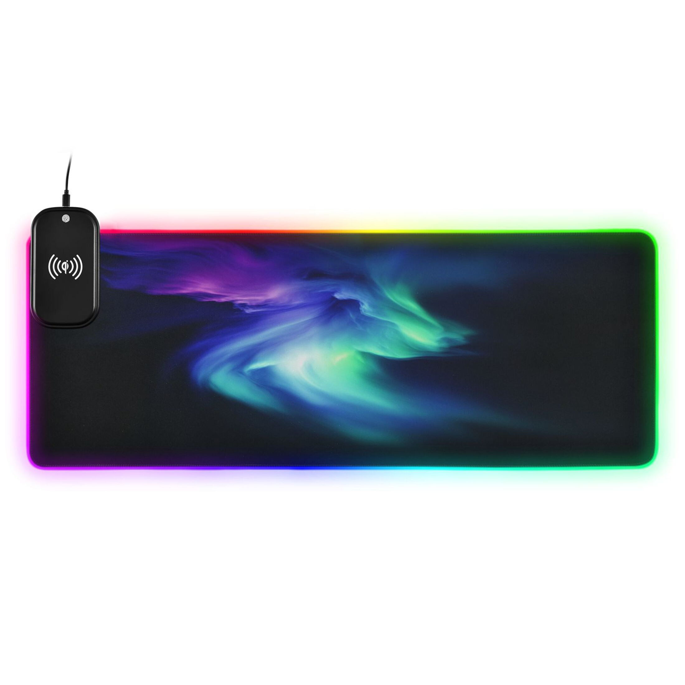 Nighttime Aurora Large RGB Gaming Mouse Pad with Fast Wireless Charging ...