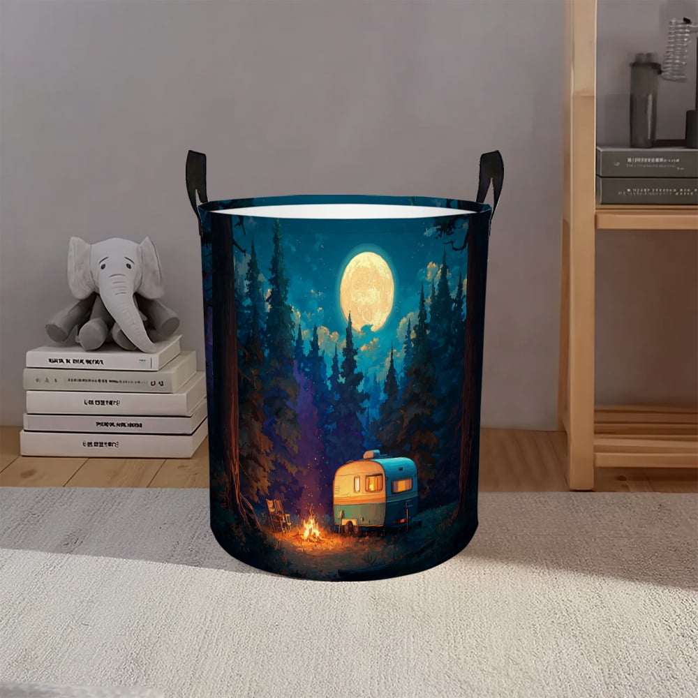 Nighttime Camping Pattern Storage Basket – Vibrant RV, Campfire ...