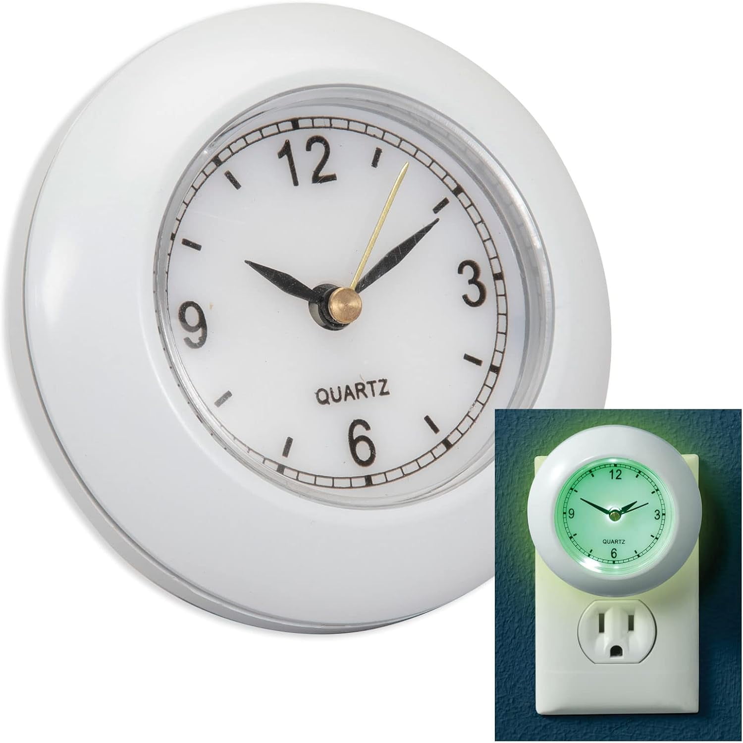 Nighttime Glow Clock and Night Light with Backlit Face, 3" Quartz ...