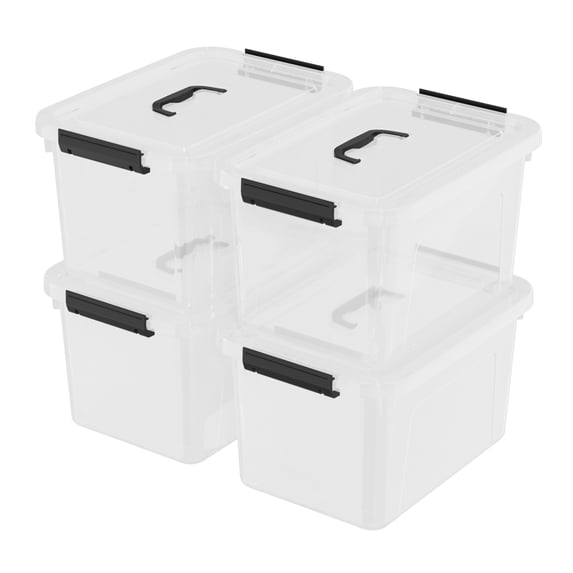 Nihenok 18 L Clear Latch Storage Bins with Handle, 4 Pack Plastic ...