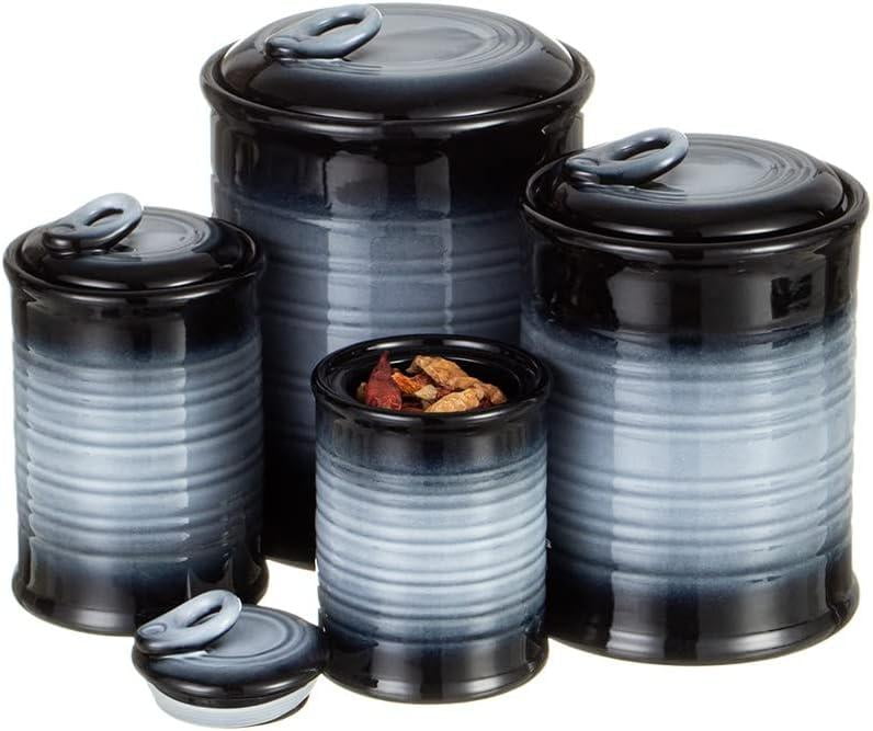 Nihow Ceramic Food Storage Jar Sets: Container with Air Tight Ceramic Lid for Flour/Sugar/Rice ...