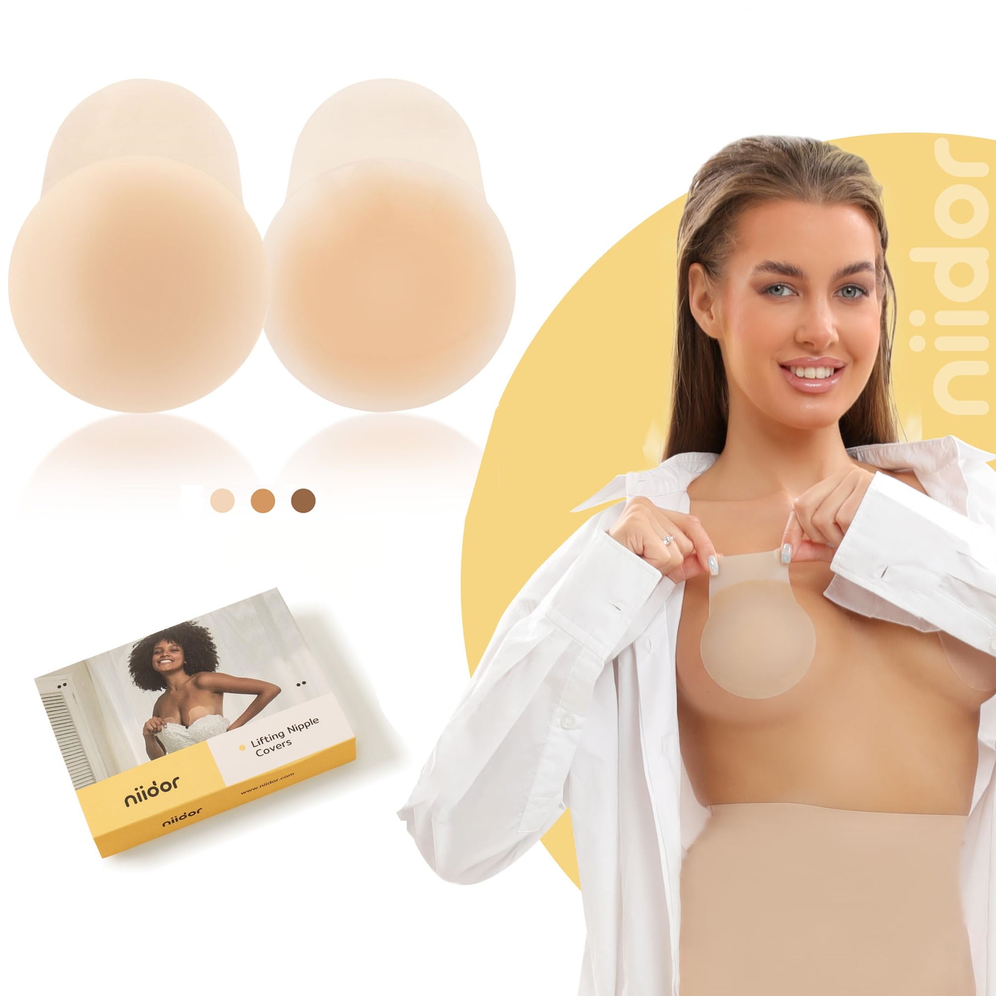 Niidor Nipple Covers for Women Breast Lift, Sticky Adhesive Silicone Nipple Pasties Bras ...