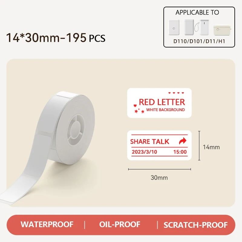 Niimbot 1Roll D110 White Sticker Waterproof Paper Adhesive Label White Anti-Oil For D11 D101 ...