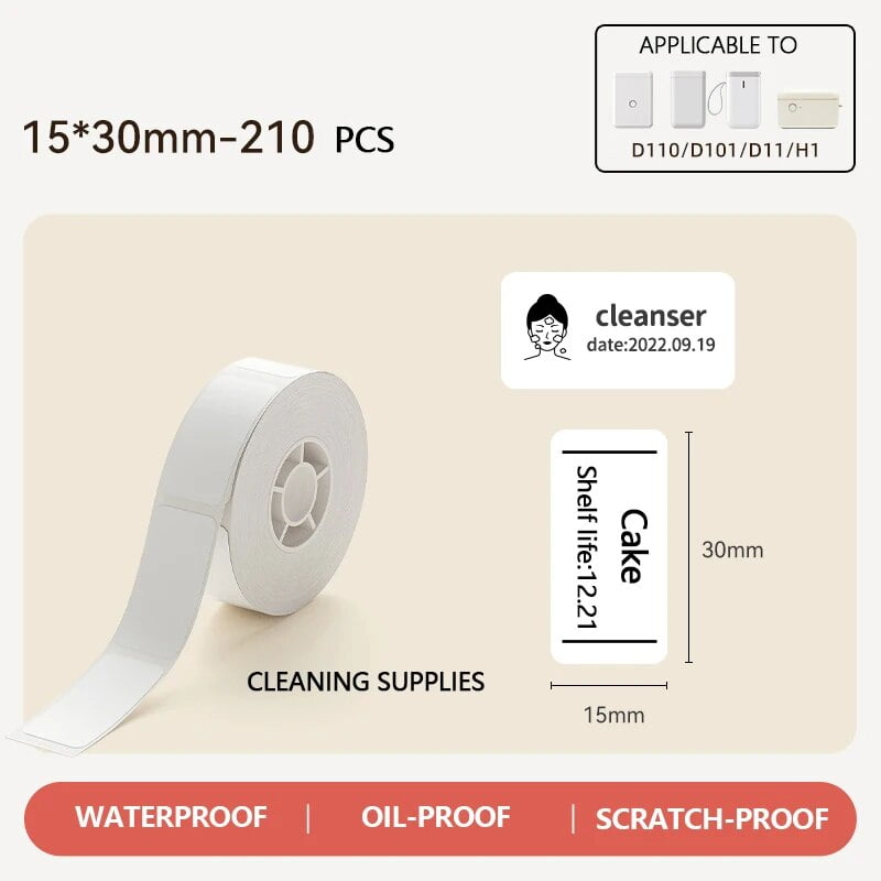 Niimbot 1Roll D110 White Sticker Waterproof Paper Adhesive Label White Anti-Oil For D11 D101 ...