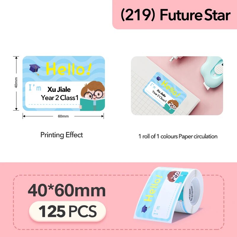 Niimbot Cartoon Pattern Thermal Label Sticker Paper Smart Portable Label Waterproof Stickers ...