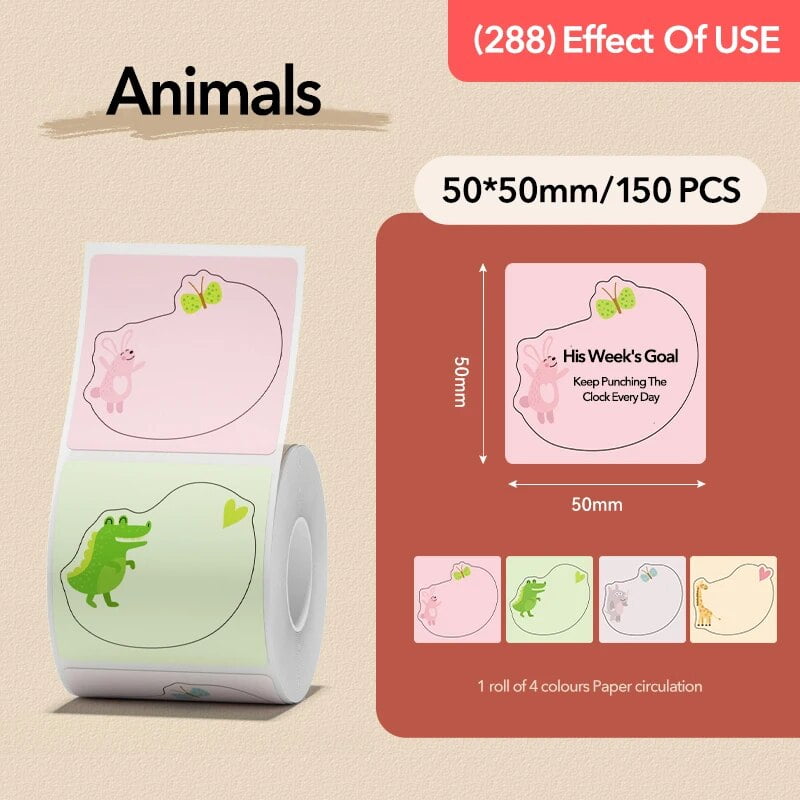 Niimbot Cartoon Pattern Thermal Label Sticker Paper Smart Portable Label Waterproof Stickers ...