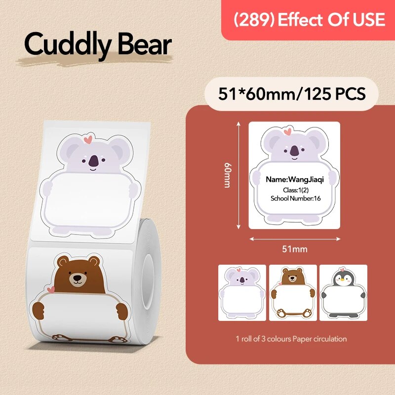 Niimbot Cartoon Pattern Thermal Label Sticker Paper Smart Portable Label Waterproof Stickers ...