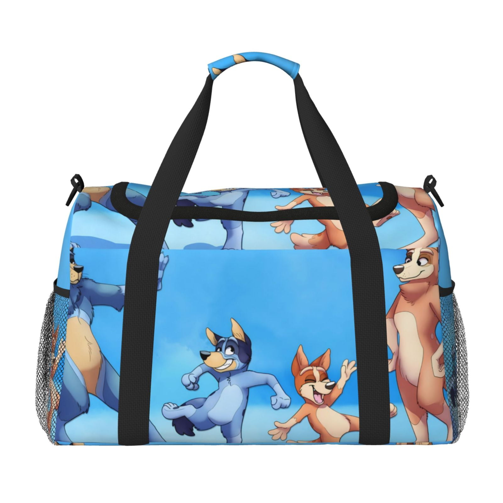 Niiseo Bluey Pattern Lightweight Crossbody Weekender Bag Mesh Side Pockets Padded Handles Sports ...