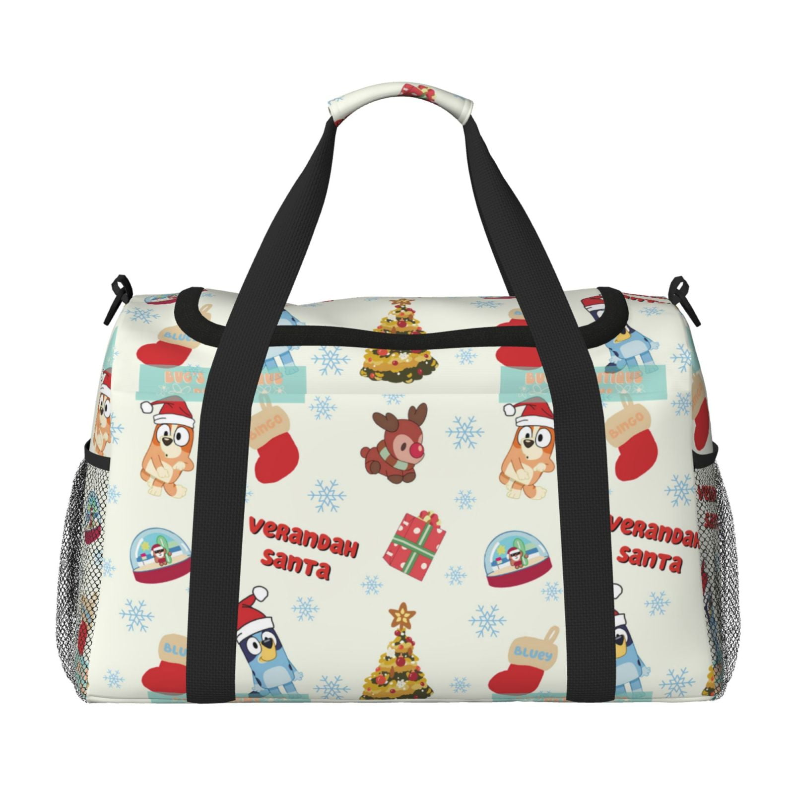 Niiseo Bluey Pattern Lightweight Crossbody Weekender Bag Mesh Side ...