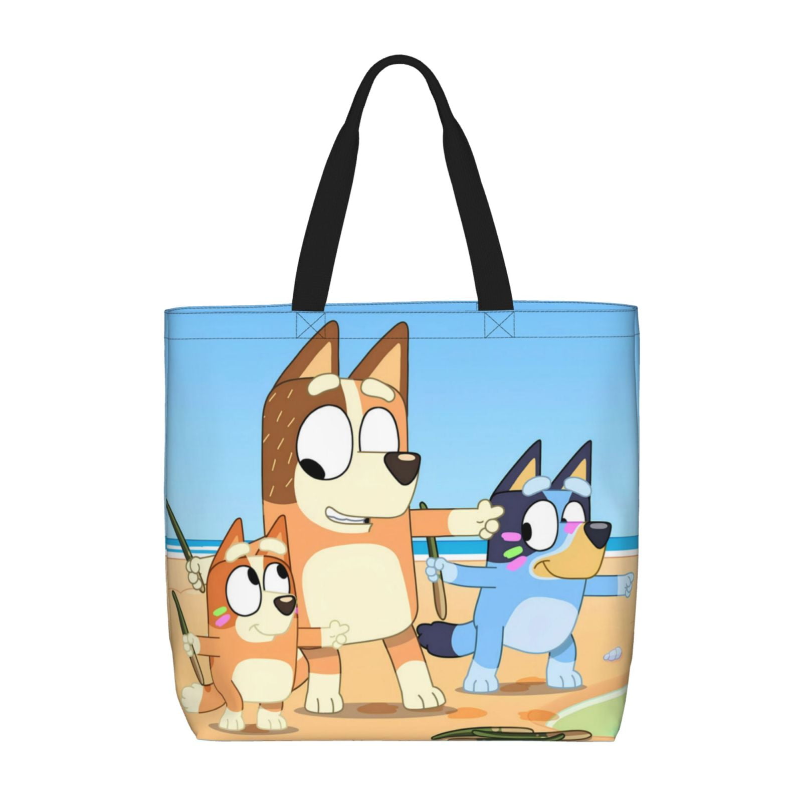 Niiseo Bluey Pattern Water-Resistant Tote Bag with Zippered Main Pocket ...