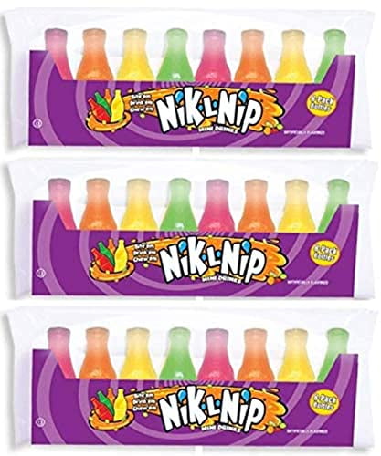 Nik-L-Nip Mini Wax Bottle Candy Drinks, 8 Count per Pack, 3 Pack, Retro ...